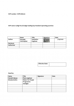 Lubigi Fecal sludge loading bay Standard operating practices ...